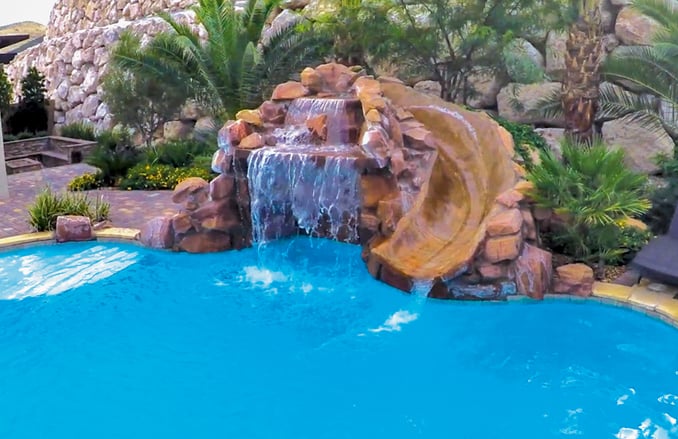 Rock Waterfall Swimming Pool Slides—Detailed Guide & Photos