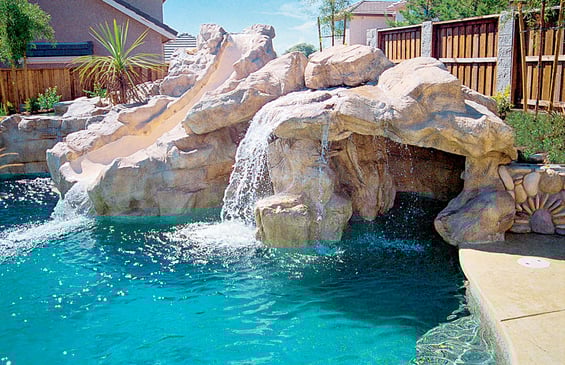 Rock Waterfall Swimming Pool Slides—Detailed Guide & Photos