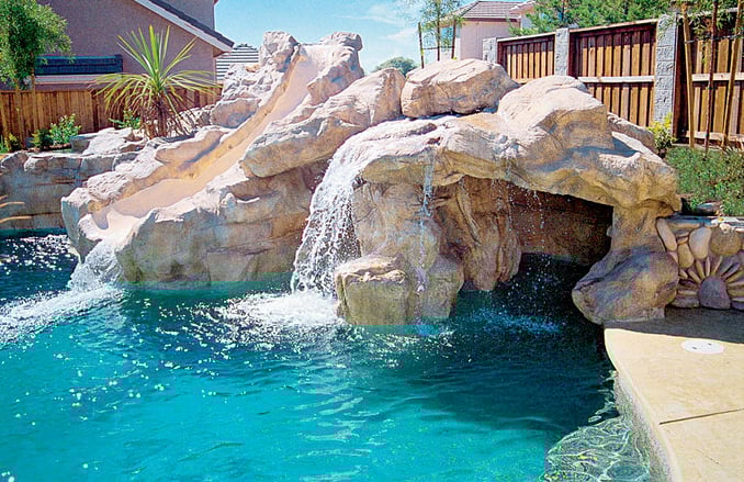 Rock Waterfall Swimming Pool Slides—Detailed Guide & Photos