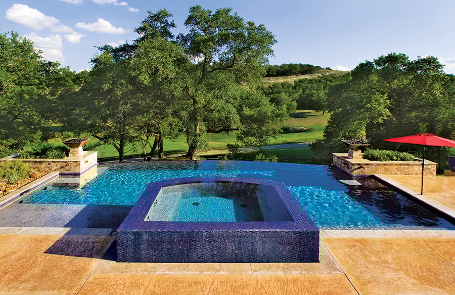 What is a rim flow spa on a custom swimming pool? (with design photos)