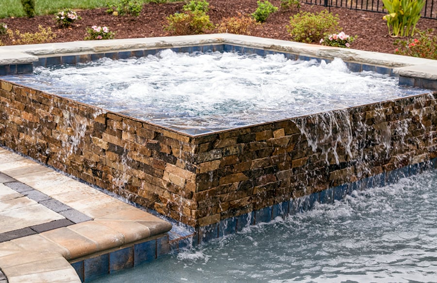What is a rim flow spa on a custom swimming pool? (with design photos)