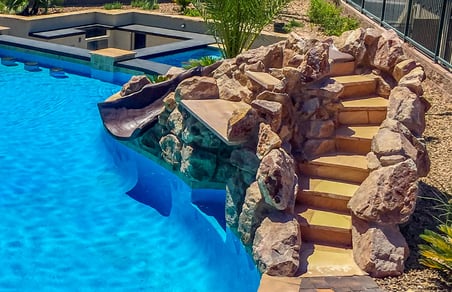 Rock Waterfall Swimming Pool Slides—Detailed Guide & Photos