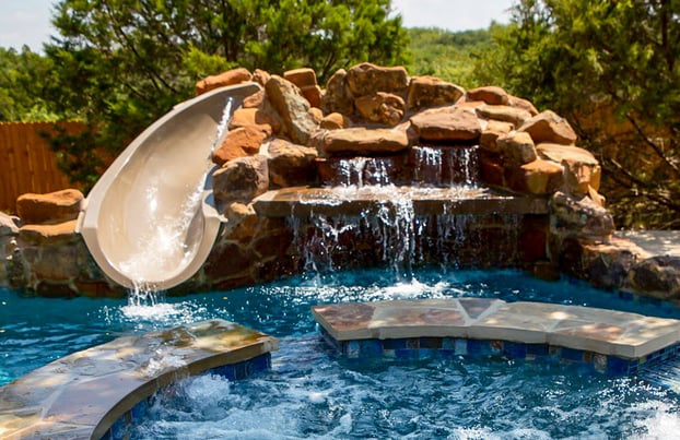Rock Waterfall Swimming Pool Slides—Detailed Guide & Photos